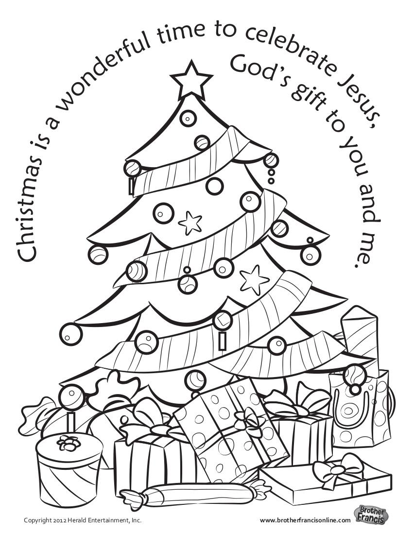 coloring book page christmas tree