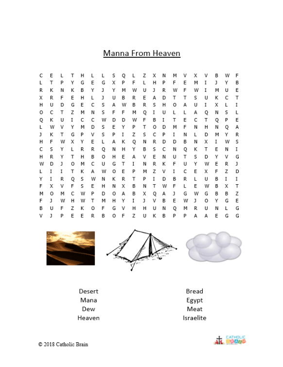 Manna from Heaven - Word Search - CatholicBrain.com