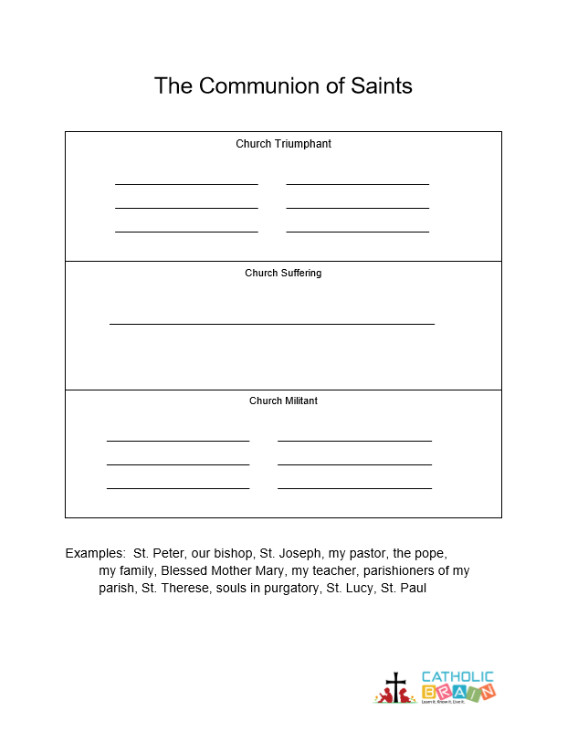 The Communion of Saints - Activity - CatholicBrain.com